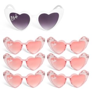 effortless events 7-pack bride sunglasses, bridesmaid sunglasses, white & pink