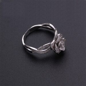 ManRiver Flower Shape Rings for Women - Full Rhinestone Studded Micron-Inlaid Zircon Rings Jewelry Gifts Size 6-10 (Silver, 10)