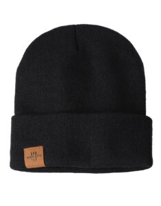 winter beanie acrylic winter hats for women men soft warm unisex cuffed beanie (black)