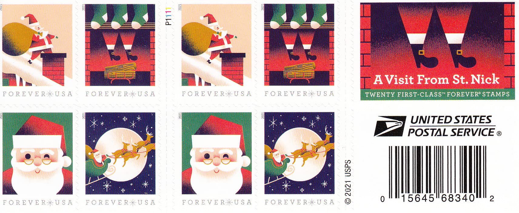 USPS A Visit from St Nick Book of 20 Forever First Class Postage Stamps (1 Booklet (20 Stamps))