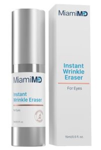 miamimd instant wrinkle eraser neck & face cream for fine lines, wrinkles, and crow’s feet - anti-aging serum for all skin types - paraben free, fragrance free, cruelty free - 15ml