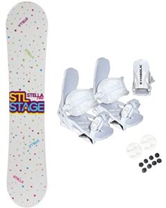 symbolic 140cm stella stage rocker snowboard white bindings women's blem package (140cm stage white (djoy98), bindings white s lady (fit5-7))