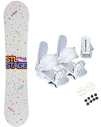 Symbolic 140cm Stella Stage Rocker Snowboard white Bindings Women's Blem Package (140cm Stage White (djoy98), Bindings White S Lady (fit5-7))