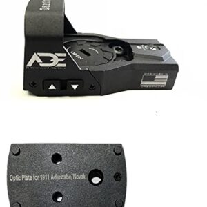 Ade Advanced Optics Zantitium RD3-015 Red Dot Sight + Optic Mounting Plate for 1911 Novak Rear Sight Pistol