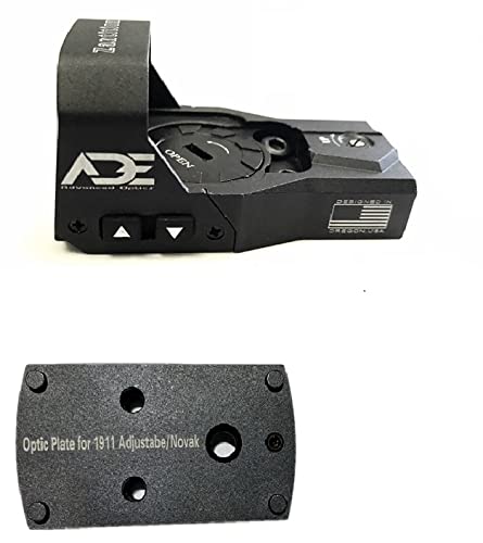 Ade Advanced Optics Zantitium RD3-015 Red Dot Sight + Optic Mounting Plate for 1911 Novak Rear Sight Pistol