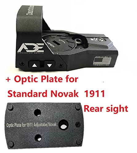 Ade Advanced Optics Zantitium RD3-015 Red Dot Sight + Optic Mounting Plate for 1911 Novak Rear Sight Pistol