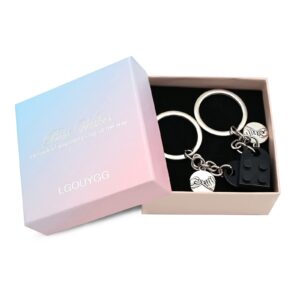 LGOUYGG Heart Keychain for Couples/Friendship, Matching Brick Keychains Set for Girlfriend/Boyfriend, Boys Girls Sweet Gifts (Black)