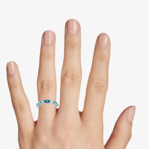 Wedding Ring for Women Wedding Jewelry Sets for Brides Hand Jewelry for Women Soul Sister Gifts 925-Sterling Silver Band Ring Natural Blue Topaz Beautiful Mossanite Design Size 6