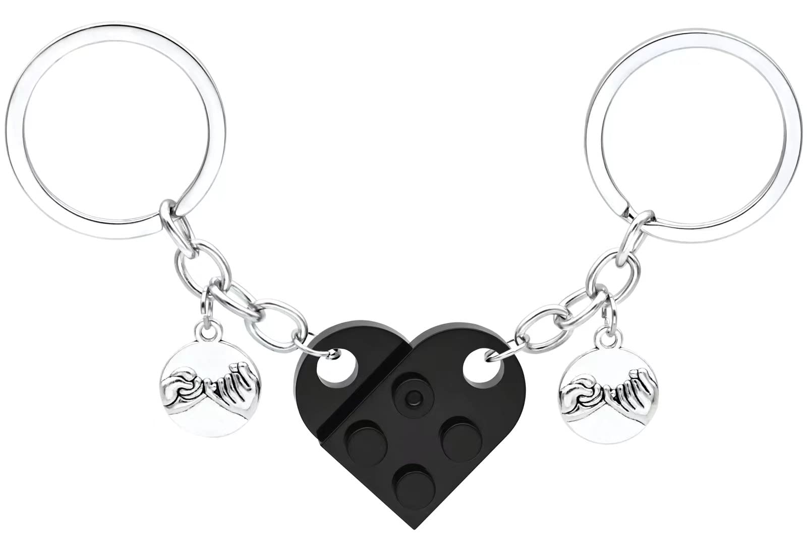 LGOUYGG Heart Keychain for Couples/Friendship, Matching Brick Keychains Set for Girlfriend/Boyfriend, Boys Girls Sweet Gifts (Black)