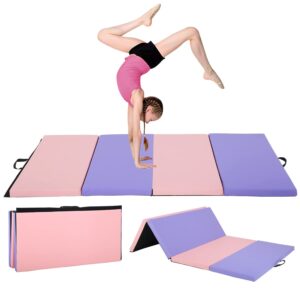 blkmty gymnastics mats for tumbling 4'x6'x2" gym mats folding yoga mat lightweight exercise mat thick workout mat for home aerobics panel mat fitnees gymnastics tumbling mat w/carrying handles