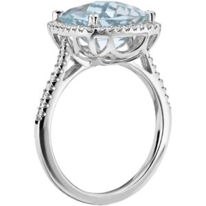 JewelryGift 925 Sterling-Silver Engagement Ring Natural-Aquamarine Gtone Western Design Jewelry Gift for Women Ring US Ring Size : 8