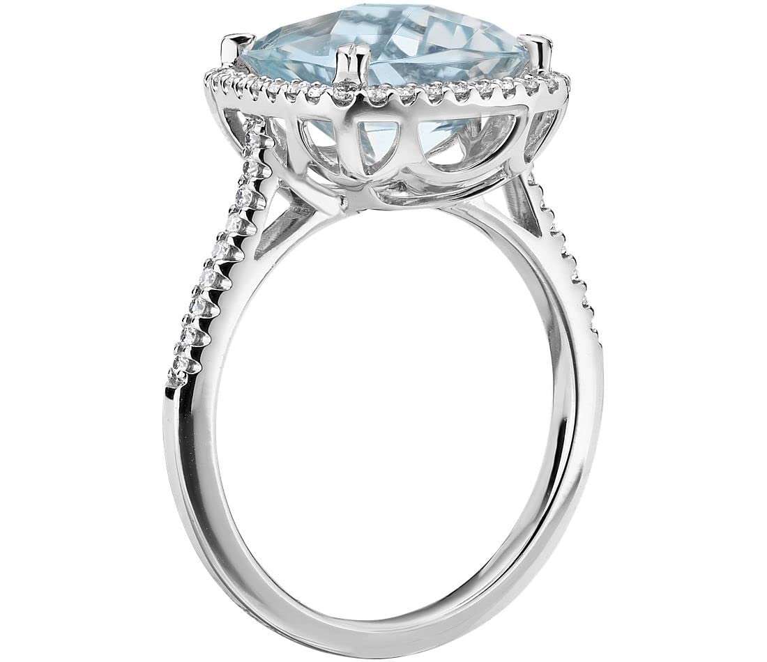 JewelryGift 925 Sterling-Silver Engagement Ring Natural-Aquamarine Gtone Western Design Jewelry Gift for Women Ring US Ring Size : 8