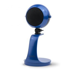 movo webmic usb microphone with desktop stand, royal blue, cardioid condenser, for pc and mac, with mic gain and headphone monitoring