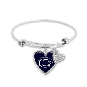 penn state nittany lions amara crystal heart silver bangle bracelet jewelry gift psu