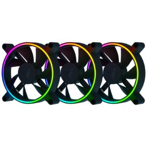 razer kunai hydraulic 120mm argb pc fan: quiet, powerful argb fans - pwm fan controller support & connect up to 8 fans - powered by razer chroma rgb - 3 fans