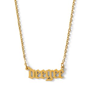 sorority shop delta gamma necklace — dg old english font design, 18k gold plated, delta gamma gifts for women