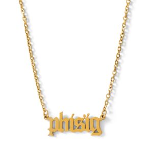 sorority shop phi sigma sigma necklace — pss old english font design, 18k gold plated, phi sigma sigma gifts for women