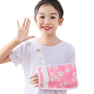 ledhlth chrysanthemum kids arm sling for girls pink toddler shoulder sling for shoulder injury children elbow sling for broken arm padiatric wrist sling for broken collarbone (kids s)