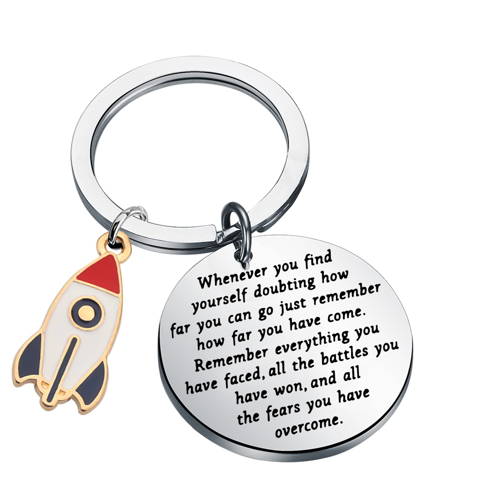 TIIMG Rocket Inspirational Quote Keychain Astronomy Gift Rocket Space Ship Jewelry Sci-Fi Gift (Rocket whenever)