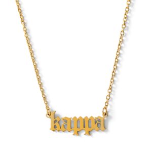 sorority shop kappa kappa gamma necklace — kkg old english font design, 18k gold plated, kappa kappa gamma gifts for women