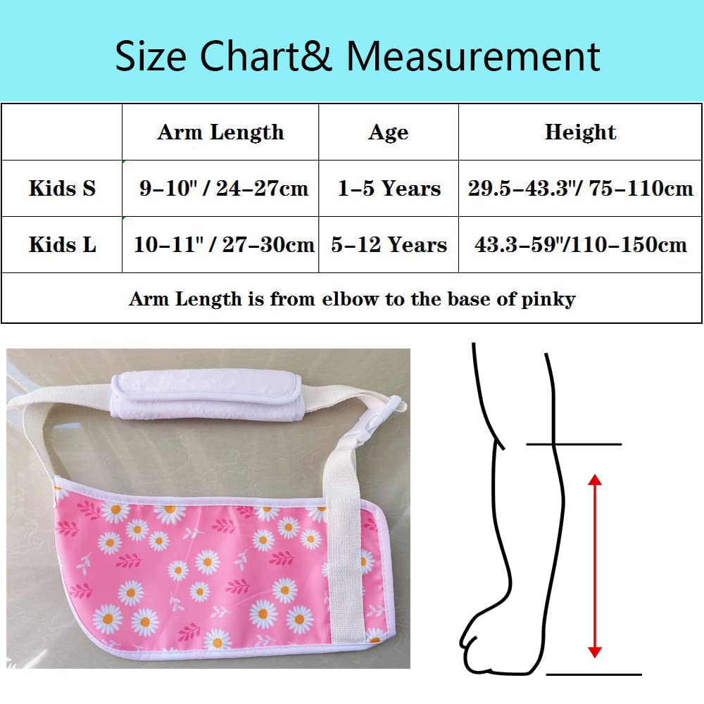 Ledhlth Chrysanthemum Kids Arm Sling for Girls Pink Toddler Shoulder Sling for Shoulder Injury Children Elbow Sling for Broken Arm Padiatric Wrist Sling for Broken Collarbone (Kids S)