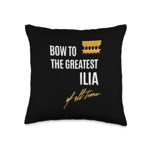 custom ilia gifts & accessories for men bow to the greatest ilia of all time first given name throw pillow, 16x16, multicolor