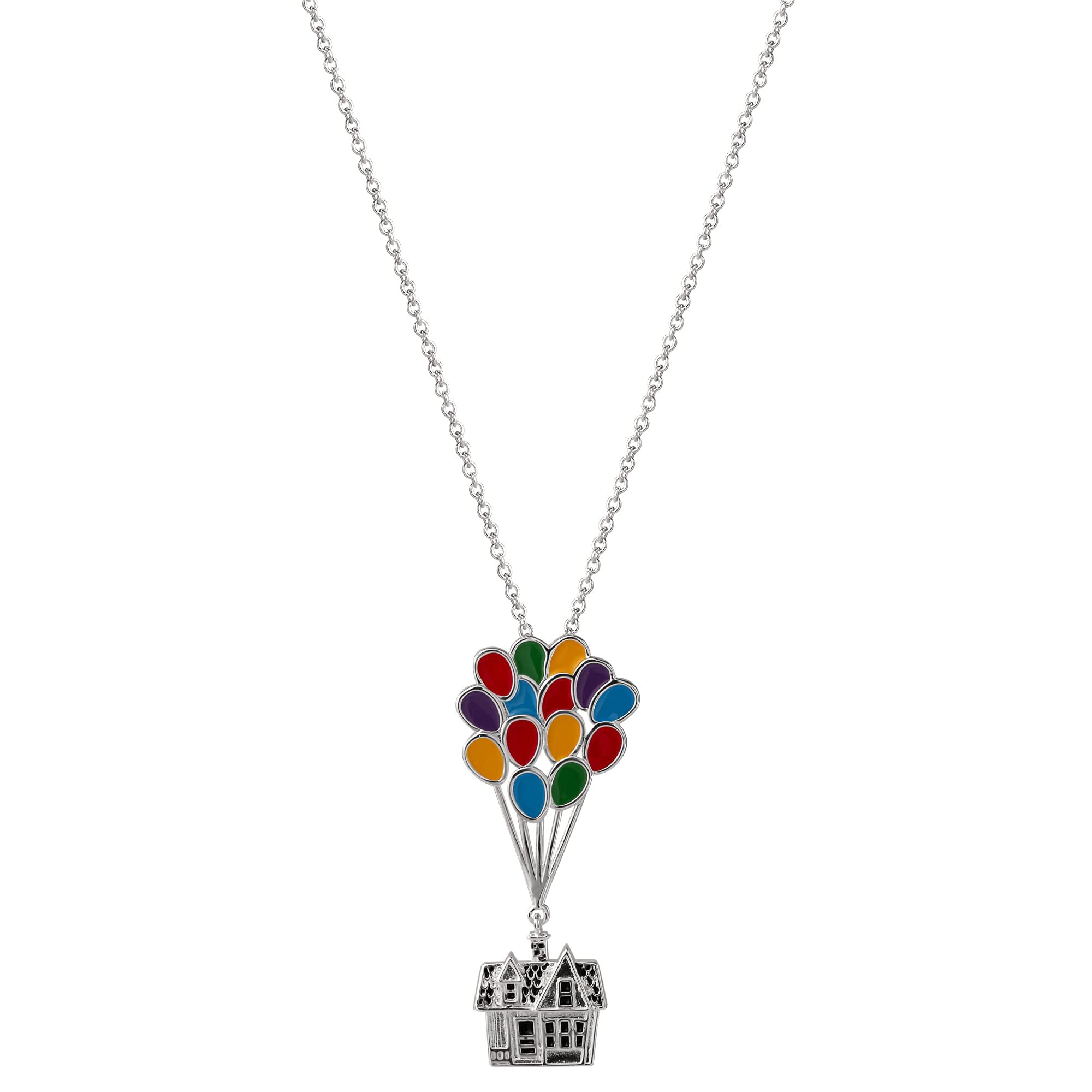 Disney Pixar Up Adventure House Balloon Silver Plated Pendant Necklace, 18"