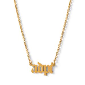 sorority shop alpha delta pi necklace — adp old english font design, 18k gold plated, alpha delta pi gifts for women