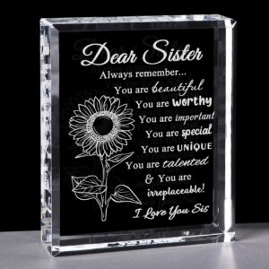 ywhl sister birthday gifts from sister, compliment sister gifts for women, sister love crystal keepsake for christmas