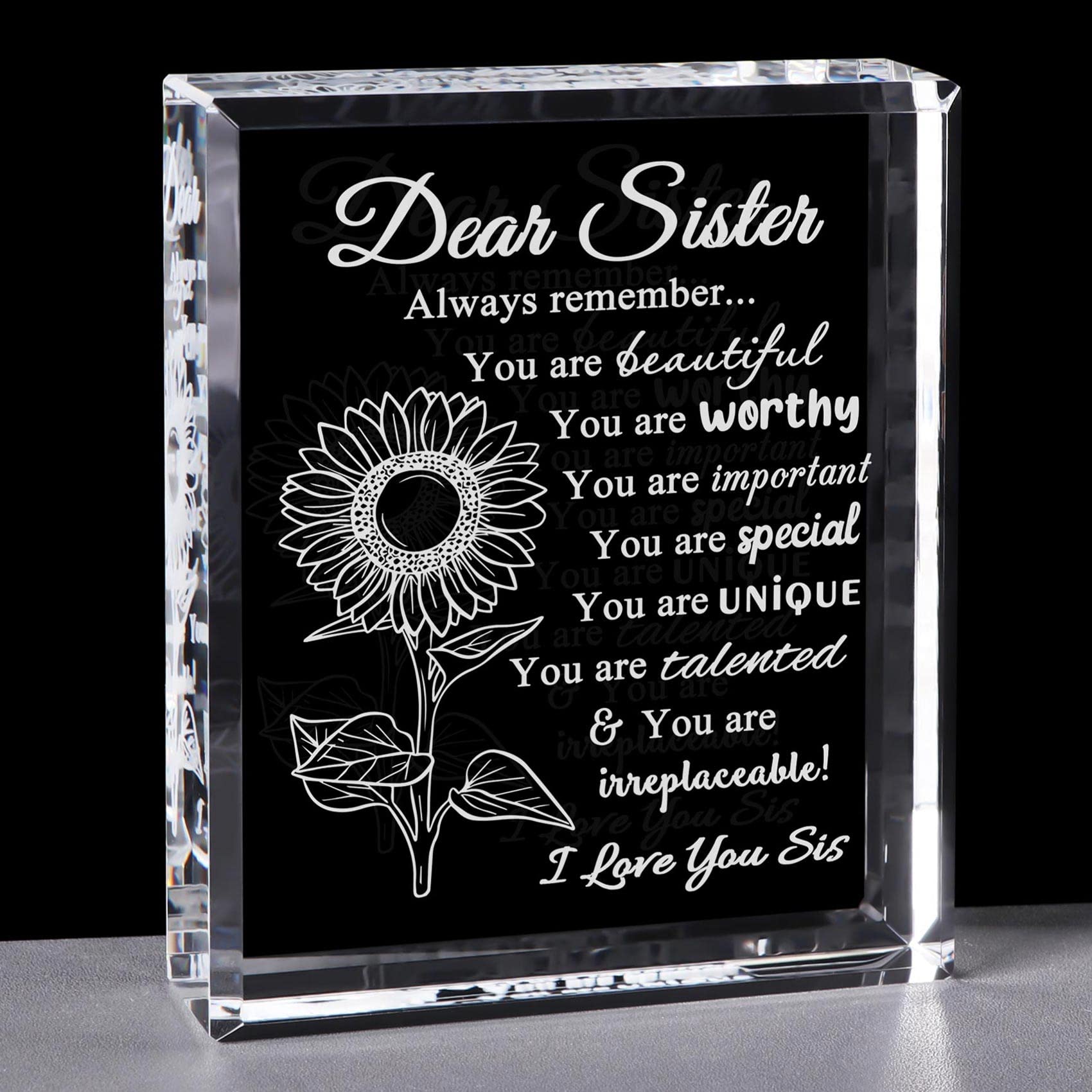 YWHL Sister Birthday Gifts from Sister, Compliment Sister Gifts for Women, Sister Love Crystal Keepsake for Christmas