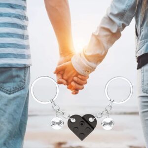 LGOUYGG Heart Keychain for Couples/Friendship, Matching Brick Keychains Set for Girlfriend/Boyfriend, Boys Girls Sweet Gifts (Black)