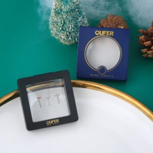 OUFER 3pcs 20G Christmas Nose Rings Pack Surgical Steel Nose Studs Bone Nose Piercing Jewelry Santa Claus Women Men Gifts