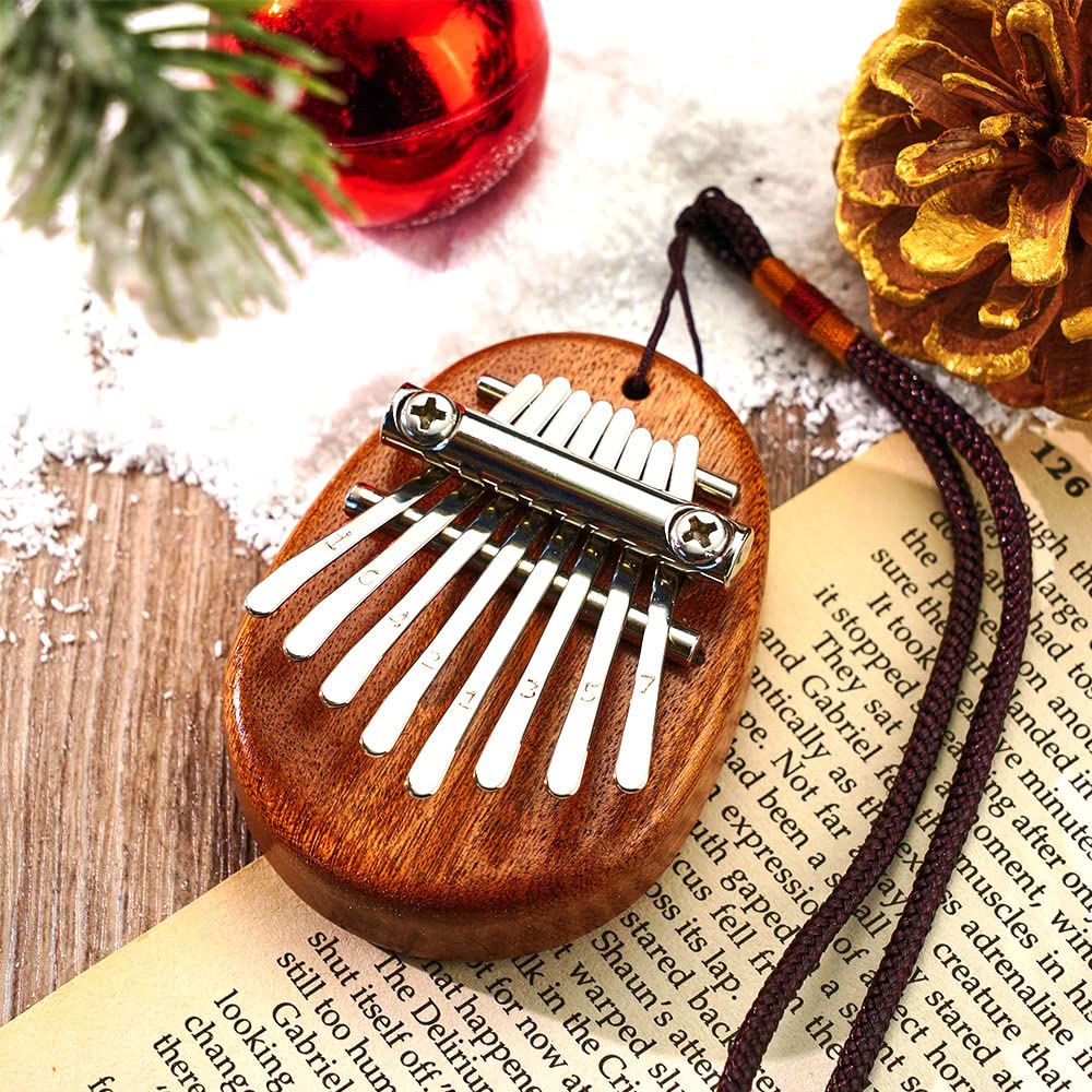 Custom 8 Key Mini Kalimba Thumb Piano with Your Name & Text, Portable Easy to Learn Marimba Handmade Musical Instrument Finger Piano Personalized Gifts for Beginners