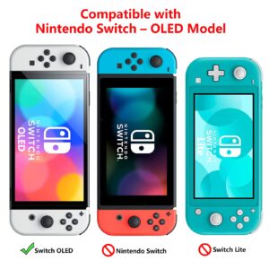 Teyomi Dockable Case Compatible with Nintendo Switch OLED Model 2021, Soft TPU Joy-Con Cover and Hard PC Protective Case Cover with 6pcs Silicone Thumb Grip Caps, Switch OLED Case Protector(Clear)