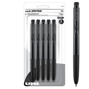 uniball signo spectrum retractable gel pen, 5 black pens, 0.7mm medium point gel pens| office supplies, ink pens, colored pens, fine point, smooth writing pens, ballpoint pens