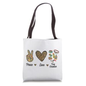 peace love dog groomer grooming puppies pet leopard men tote bag