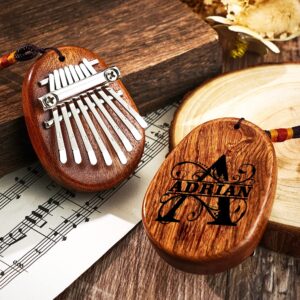 custom 8 key mini kalimba thumb piano with your name & text, portable easy to learn marimba handmade musical instrument finger piano personalized gifts for beginners