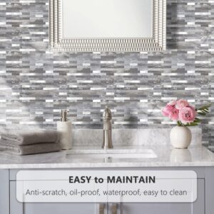 STICKGOO Peel and Stick Backsplash, PVC Wall Tiles Stick on Backsplash for Kitchen(10 Sheets, Distressed Wood with Metal Silver)