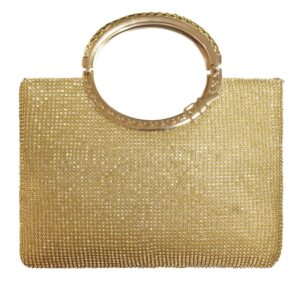 mogor women's dazzling wrist evening bag evening bag party clutches wedding purses gold