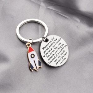 TIIMG Rocket Inspirational Quote Keychain Astronomy Gift Rocket Space Ship Jewelry Sci-Fi Gift (Rocket whenever)