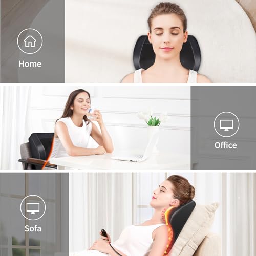 Boriwat Back Massager with Heat, Massagers for Neck and Back, 3D Kneading Massage Pillow for Back, Neck, Shoulder, Leg Pain Relief, Gifts for Men Women Mom Dad, Stress Relax at Home Office and Car