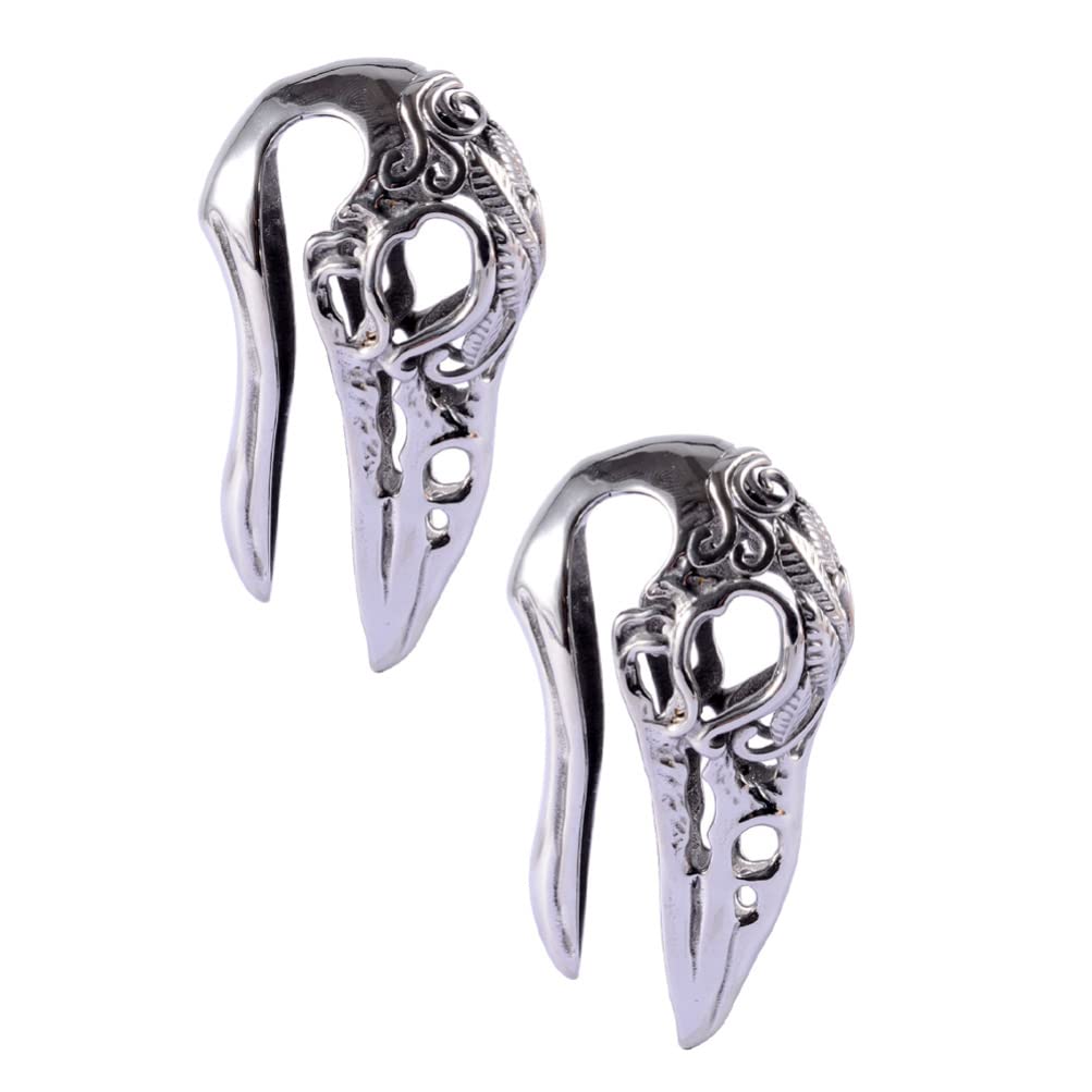 2PCS 9/16 14mm Ear Hangers for Stretched Ears Bird Stainless Steel Ear Weights Expander Gauge Earrings for Body Piercing Jewelry Upgrade Plugs,Sliver,Steel Color,6.7x3.69cm