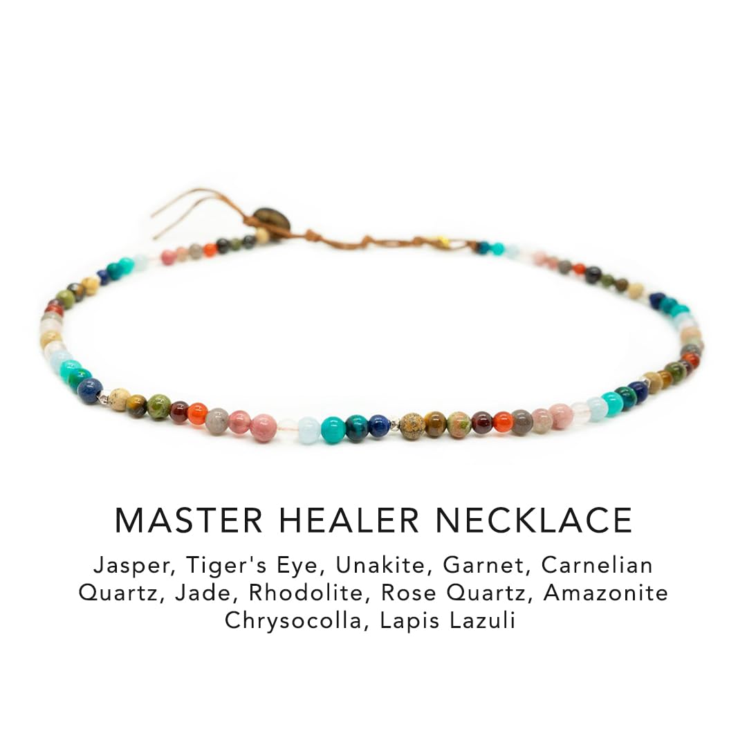 Lotus and Luna 4MM Energy Chakra Healing Necklace with Real Stones (Master Healer)