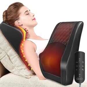 boriwat back massager with heat, massagers for neck and back, 3d kneading massage pillow for back, neck, shoulder, leg pain relief, gifts for men women mom dad, stress relax at home office and car