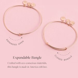 Alex and Ani Birthstones Expandable Bangle for Women, October, Pink Rose Crystal, Shiny Gold Finish, 2 to 3.5 in