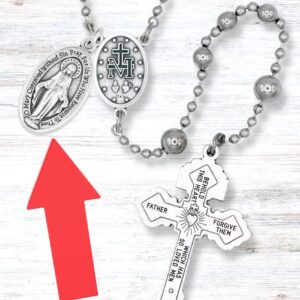 Bulk Pack of 3 - Miraculous Medal Pendant for Necklace -1 1/8" Oval Catholic Christian Silver Oxidized Finish Miraculous Medal Supplies Rosary Making, Made In Italy