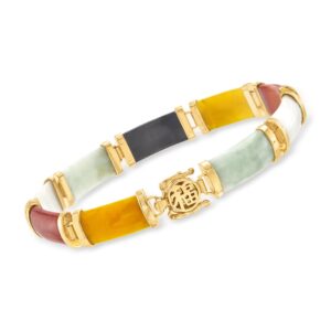 ross-simons good fortune jade bracelet in 18kt gold over sterling