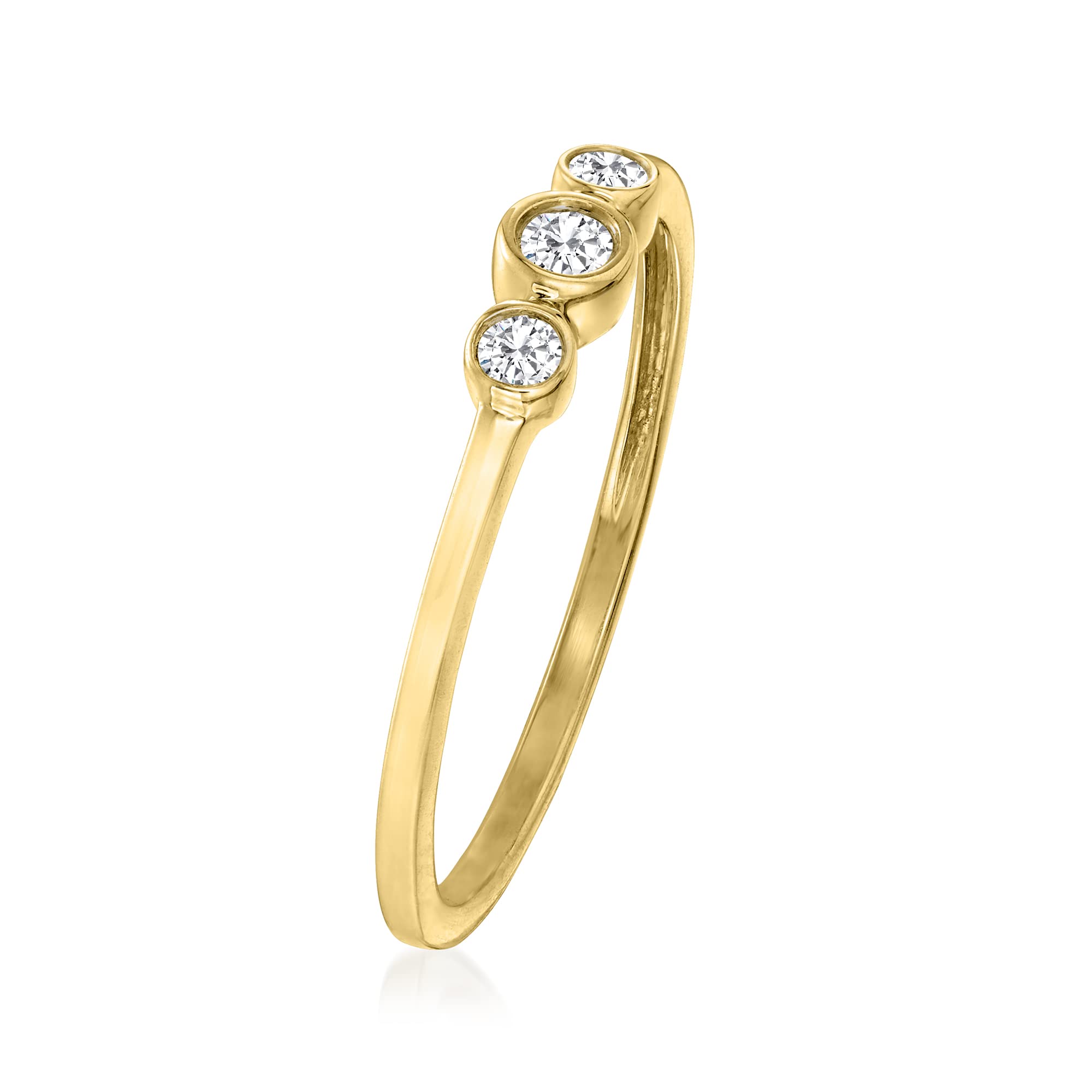 RS Pure by Ross-Simons 0.10 ct. t.w. Bezel-Set Diamond Trio Ring in 14kt Yellow Gold. Size 8