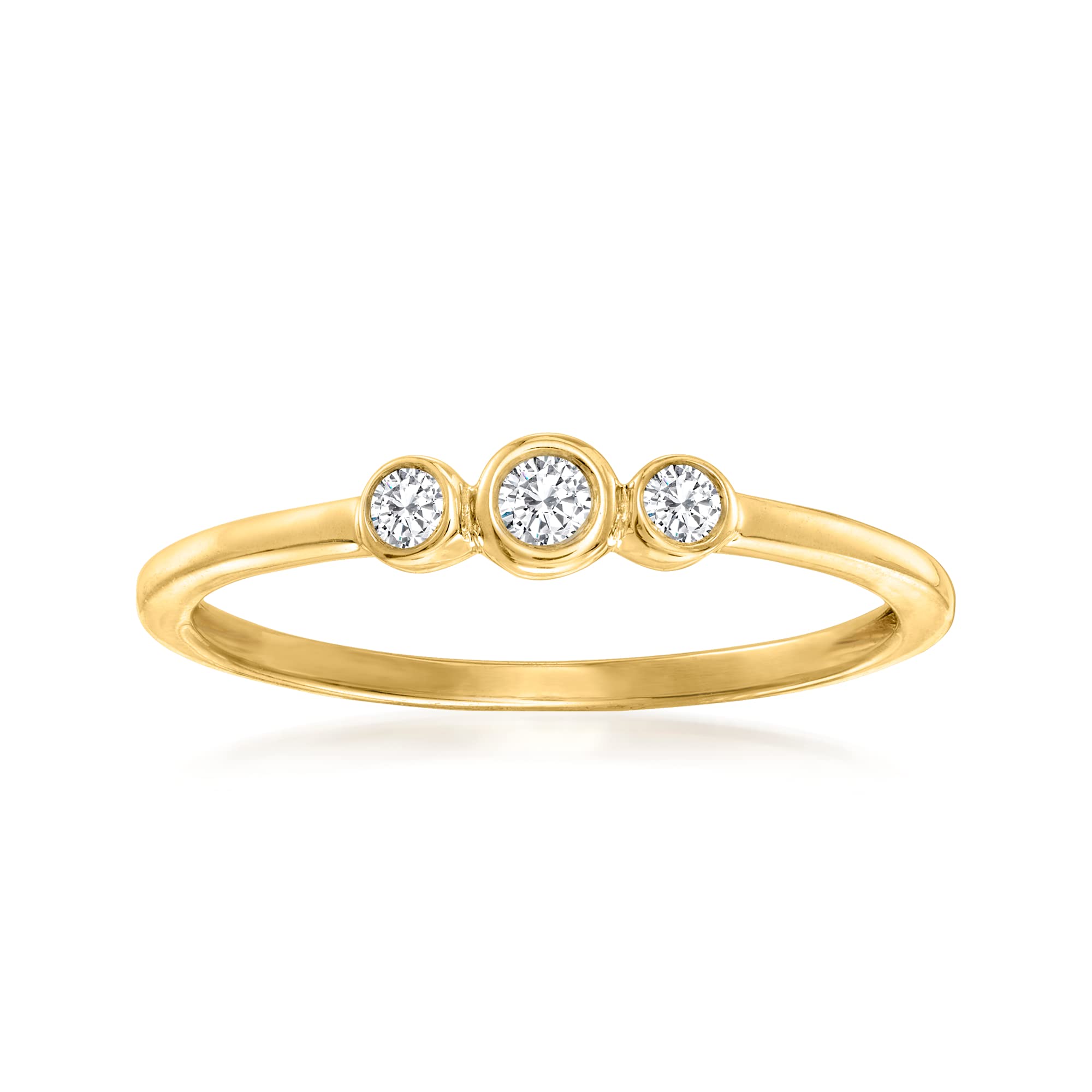 RS Pure by Ross-Simons 0.10 ct. t.w. Bezel-Set Diamond Trio Ring in 14kt Yellow Gold. Size 8