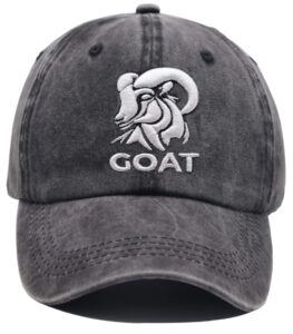 hhnlb funny goat hat, gifts for goats lovers, adjustable embroidered washed farm animals baseball cap for men women